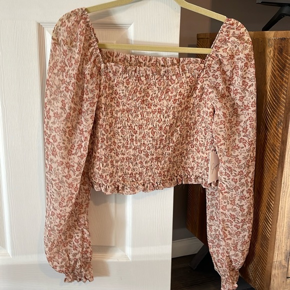 Japna | Tops | Puckered Tube Top Shirt With Sheer Blousy Sleeves | Poshmark